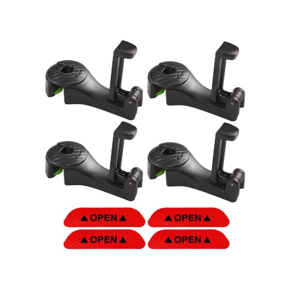 商品名: Anlising カーシートフック 4個 2イン1 カーヘッドレスト隠しフック 携帯電話ホルダー付き 360度回転 カーヘッドレストフック カーシート収納フック 反射ステッカー4枚 財布/バックパック/コート用 (ブラック) An...