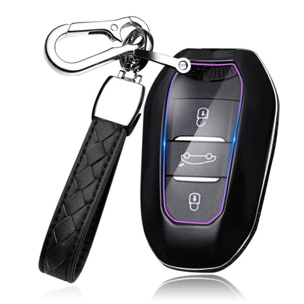 商品名: HIBEYO 車用キーフォブカバー プジョー 308 408 508 2008 3008 4008 5008 カーアクセサリー ABS素材 スマートリモートオートキーケース キーチェーン付き(ブラック) HIBEYO Car Ke...