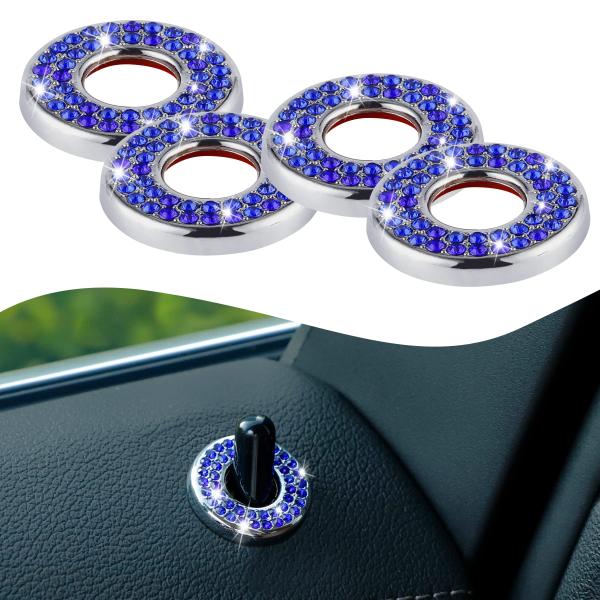 商品名: BJSIA キラキラカーインナードアロックカバー トリムプルロッドボルトステッカー カーアクセサリー メルセデスベンツCクラスEクラスBクラスAクラスGLA GLC GLKに対応 (ブルー) 4個 BJSIA 4PCS Bling...