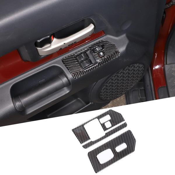 商品名: Fgtagtal ソフトカーボンファイバーウィンドウリフトスイッチトリムカバー トヨタ@FJクルーザー2007-2021用、ウィンドウリフトスイッチパネル装飾フレームトリムステッカー、3個(ブラック) Fgtagtal Soft ...