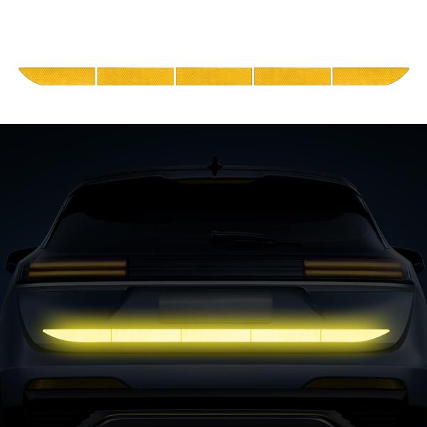 商品名: Fogfar カーリア反射ステッカー トランク テールゲート防止警告ステッカー リアバンパーガード プロテクターステッカー ほとんどの車 SUV ピックアップ用 (蛍光イエロー) 5枚 Fogfar 5 PCS Car Rear ...