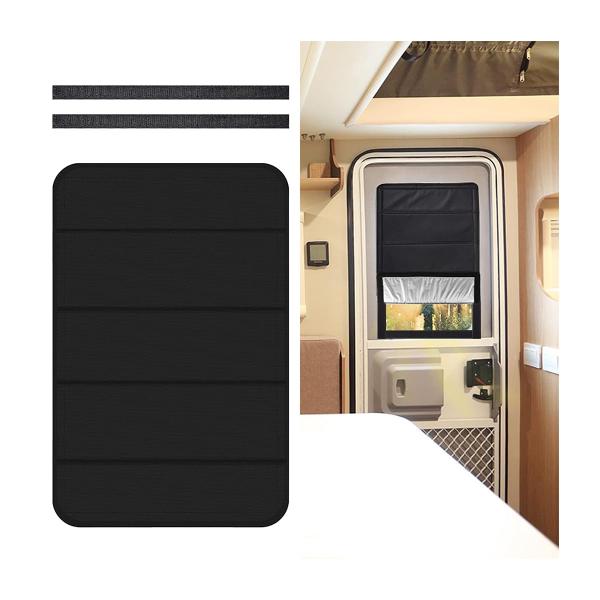 商品名: AUCELI RVドアシェードカバー、マグネットキャンパースカイライトサンシェードカバー、折りたたみ式RVサンシェードフロントガラス遮光カーテンカバー、防水厚手オックスフォードファブリックインテリアアクセサリー(ブラック) AUC...