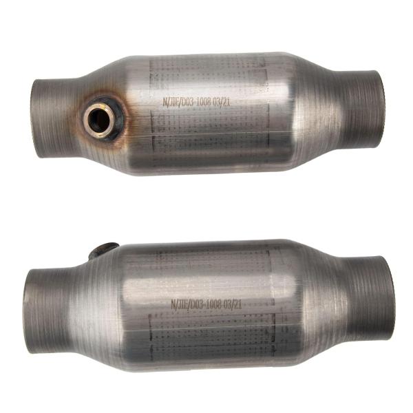 商品名:  KAC 2.5" Inlet/Outlet Catalytic Converter Universal High Flow Front 2PCS Catalytic Converter Direct-Fit with O2 Po...