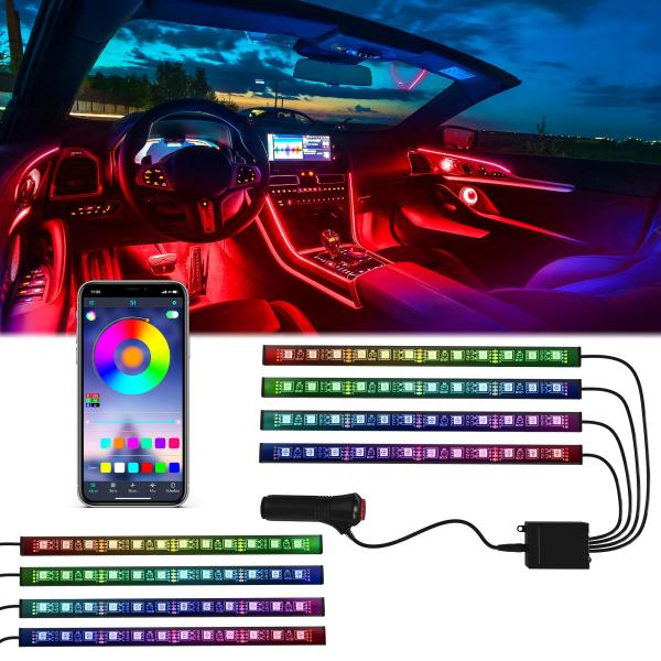 商品名:  Mega Racer RGB Car LED Lights Strip 2 Pack - Interior LED Lights for Cars, 48 LEDs Over 16 Million Colors, Music S...