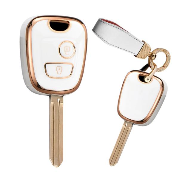 商品名:  TECART Key Case Fit for Peugeot 106 107 Soft TPU Key Fob Keychain Key Shell Box Accessories Protector 2 button Whi...