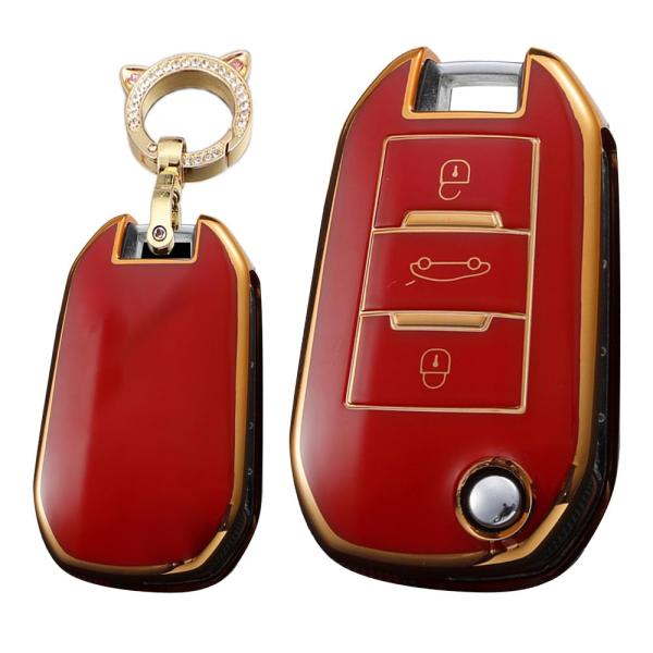 商品名:  TECART Key Case Cover Fit For Peugeot 208 Soft TPU Keychain Key Fob Key Shell Box Accessories Protector 3 button R...