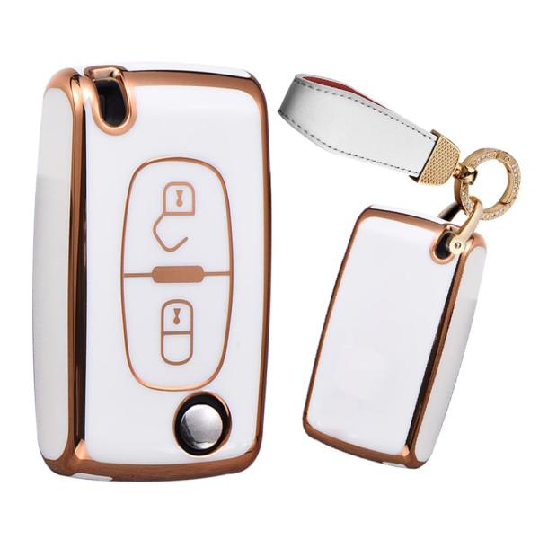 商品名:  TECART Fold Key Case Cover Fit For Peugeot 107 Soft TPU Key Fob Keychain Key Shell Accessories Protector 2 button ...