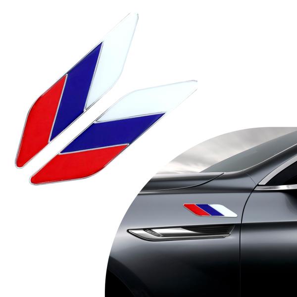 商品名: Ziciner 3D 3Dフラッグエンブレム 2個 オートフロントフェンダーバッジサインエンブレム 車の合金ステッカーと宣言デカール ユニバーサル外装装飾 すべての車両に適しています (レッド ホワイト ブルー) Ziciner ...