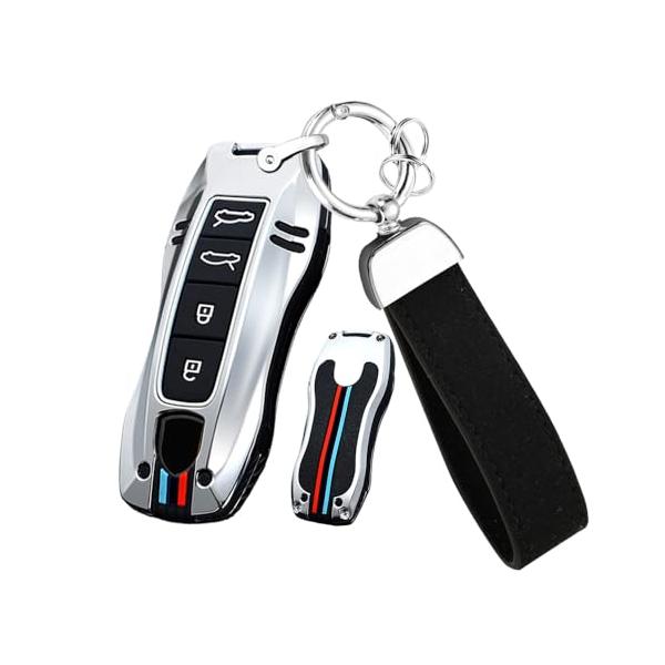 商品名: ontto キーフォブカバー キーチェーン付き ポルシェ2020年以降のアクセサリー用 360度保護キーケース 911カレラ用, 4ボタン-シルバー, M ontto 4-button Key Fob Cover with Key...