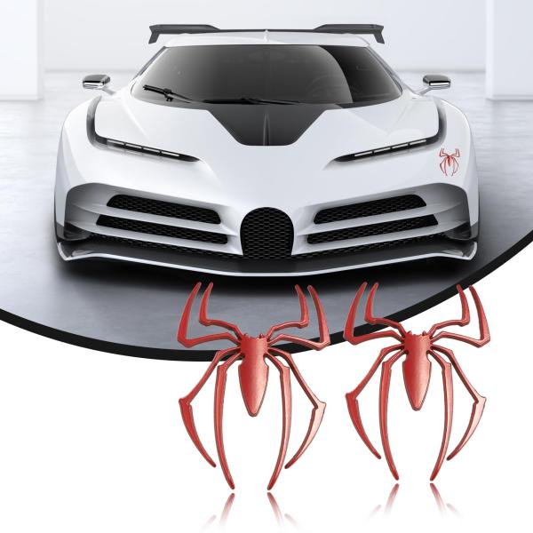 商品名: Fogfar カーステールステッカー 2個 2.6インチ x 2.9インチ メタルスパイダーカーステッカー 傷防止 パーソナライズされた装飾アップリケ ほとんどの車、壁、ミラーデコレーションにユニバーサル(レッド) Fogfar ...