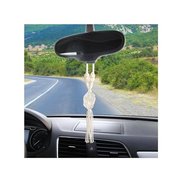 商品名: Ziciner クリスタルカーバックミラーオーナメント 自動バックミラー吊り下げペンダント ハンドメイド&amp;チャームカーハンギングアクセサリー ユニバーサル吊り下げ装飾 レディース メンズ (ホワイト) Ziciner Ha...