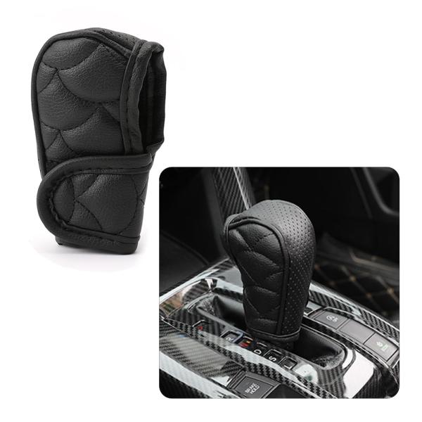 商品名: IHOTDER レザーギアシフトカバー 通気性デザイン ファッショナブルなシフトノブカバー 車の装飾 ユニバーサルカーアクセサリー インテリアギアシフトノブカバー シフトノブ保護 (ブラック) IHOTDER Leather Ge...