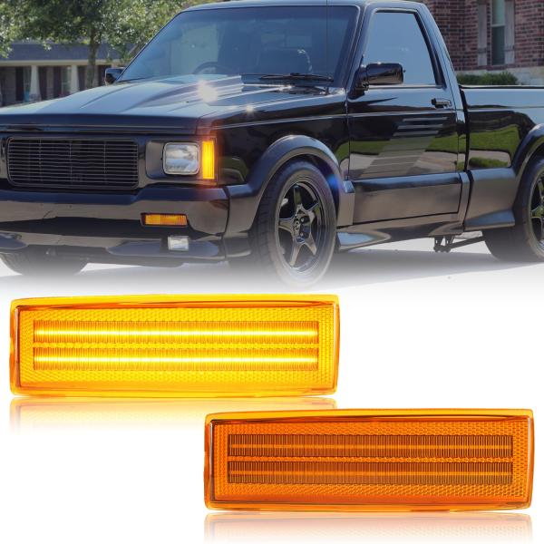 商品名:  Gempro LED Front Bumper Side Marker Lights for 1983-1994 Chevy Blazer S10 GMC Jimmy S15 Amber Marker Lamps, 2PCS (...