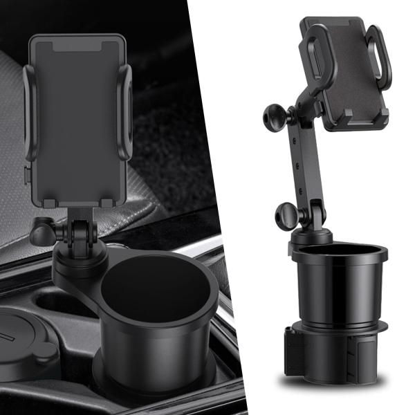 商品名: Miytsya 車用2イン1 ウォーターカップホルダー携帯電話ホルダー 1個 サポートアーム 回転可能 拡張可能カップリミッター 多機能拡張収納ラック ほとんどの車とiPhone Samsungに対応 (ブラック) Miytsya...