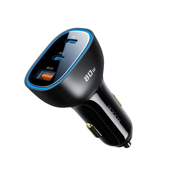 商品名: toocki 車用充電器 USB C 80W 3ポート Type C 車用充電器アダプター 急速充電 QC&amp;PD カーチャージャー iPhone 14/13/12 Samsung Galaxy S23/22/21 Pixe...