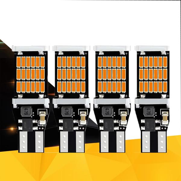 商品名: Crynod 車用T15ブレーキライト 4個 4014-45smd DC 12V 360°高輝度 リバースライト ウィンカー交換 デコード無段階キャンバスLED ほとんどの車に対応 (イエロー) Crynod 4 PCS Car ...