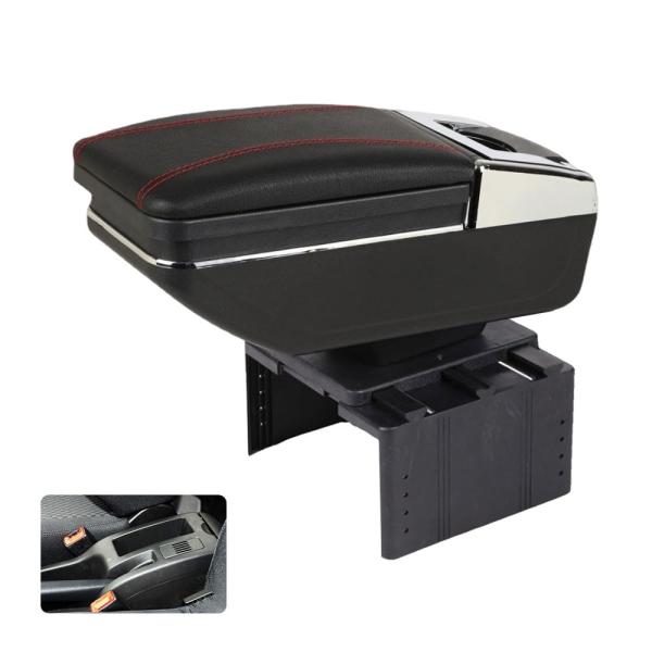 商品名: HESHS 車用アームレストボックス Peugeot 307 2004-2013用 プレミアムブラックレザーアームレストボックス 車用ダブルレイヤーストレージアームレストボックス USBポート付き 回転式格納式アームレストボックス...