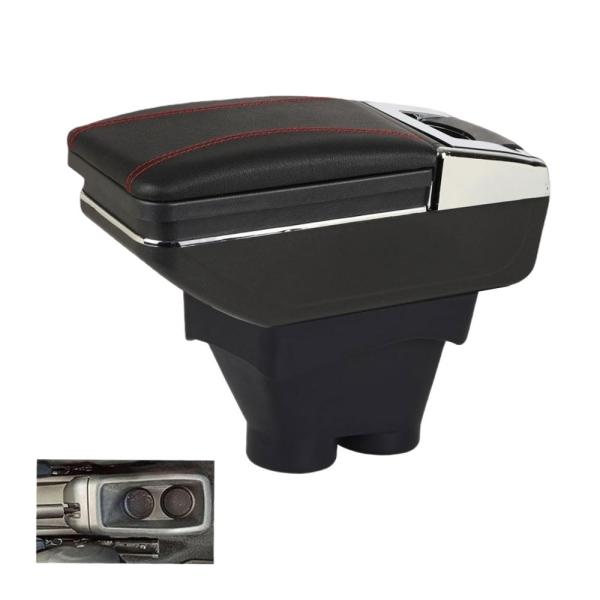 商品名: HESHS 車用アームレストボックス Peugeot 208 2014-2018用 プレミアムブラックレザーアームレストボックス 車用ダブルレイヤーストレージアームレストボックス USBポート付き 回転式格納式アームレストボックス...