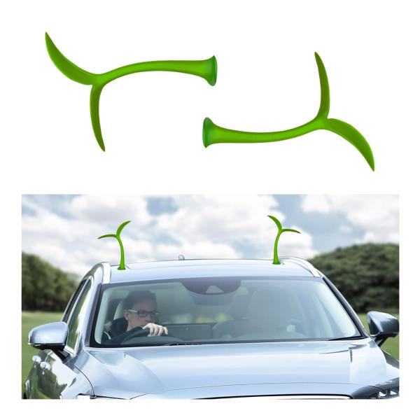商品名:  Augeny 2PCS Car Elasticity 3D Devil Horns Sticker, Anti Collision Protector Decal for Car Roof Bumper Hood, Univer...