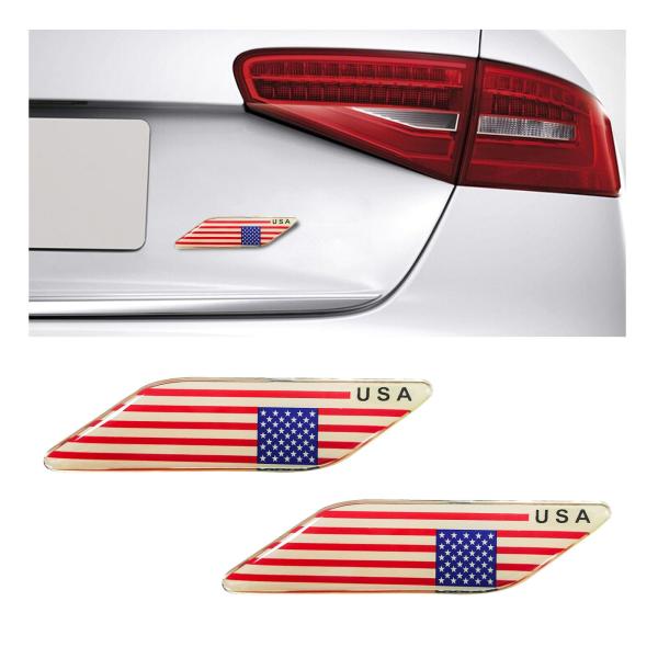 商品名: Dickno 3D 3Dフラッグエンブレム アルミカーフロントフェンダーバッジサインエンブレム オートステッカーと宣言デカール ユニバーサル外装装飾アクセサリー 2個 全車両用 (米国) Dickno 2 PCS 3D Trico...