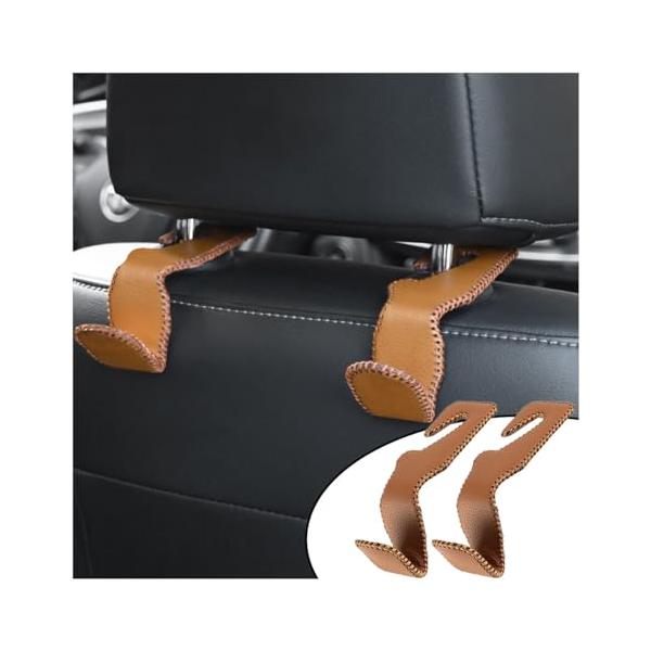 商品名:  JOYCOURT 2Pack Car Superior Leather Headrest Hooks, Car Back Seat Leather Headrest Hanger Purse Holder Hook, Car I...