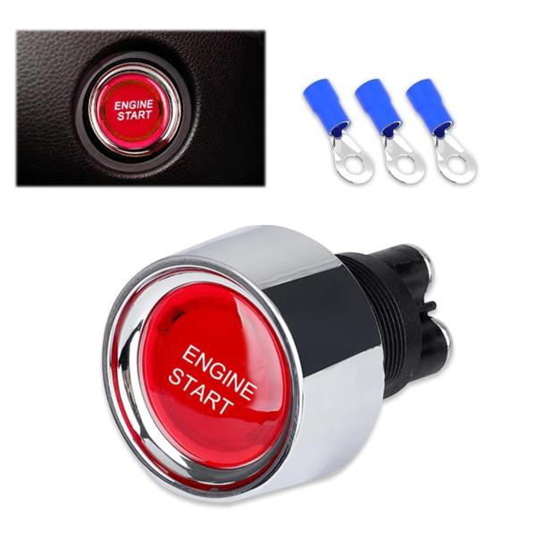 商品名: Slykew 車用改造イグニッション リングターミナル付き 車両エンジン ワンボタンスタートスイッチアクセサリー ユニバーサルセルフリセット 自動車モーメンタリスターター 交換用 車 トラック RV マリン用 (レッド) Slyk...