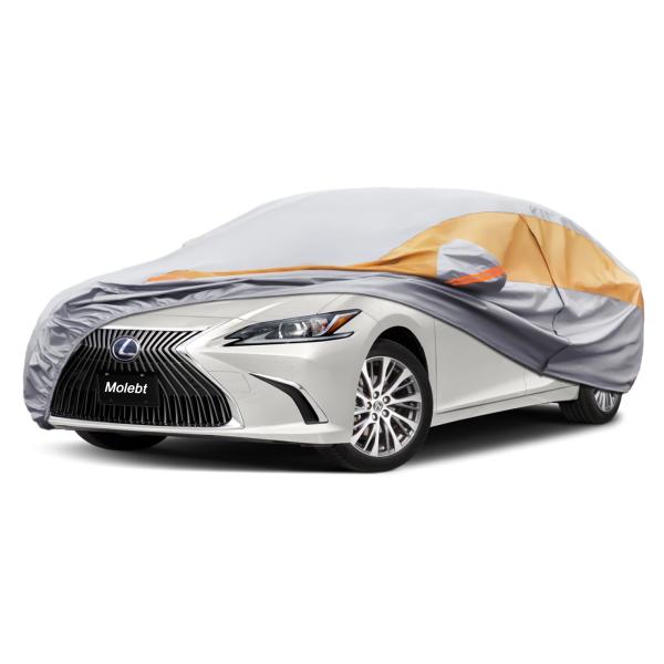 商品名: Molebt ヘビーデューティー カーカバー 防水 全天候型 自動車 屋外 ほこり 雪 紫外線カット シボレー マリブ、ホンダアコード、テスラモデルS、ダッジチャージャーなどに適合 (グレー) Molebt Multilayers...
