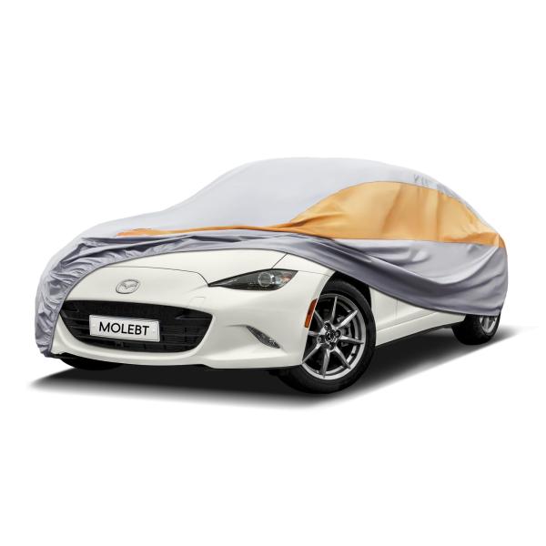 商品名: Molebt ヘビーデューティー カーカバー 防水 全天候型 クーペ 屋外 ほこり 雪 UV 保護 カスタムフィット マツダ ミアータ MX5 キア リオ など (グレー) Molebt Multilayers Sport/Cou...