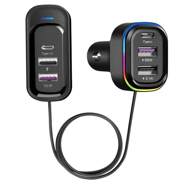 商品名:  Ankuee Car Charger with 6 Multi Ports USB Type C, 66W &amp; QC3.0 Fast Charging Adapter Auto Cigarette Lighter Plu...