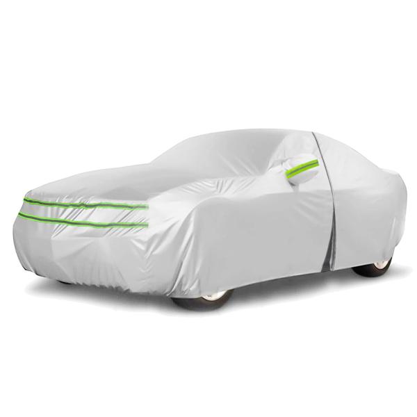 商品名: QUYDDC フルサラウンド全天候厚手カーカバー セダンボディ長さ197インチから208インチにユニバーサルフィット 防水 防雪 紫外線防止 傷防止 鳥防止 ジッパー付き コットン シルバー QUYDDC Full Surroun...