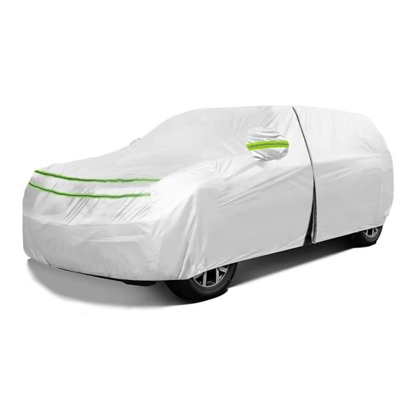 商品名: QUYDDC フルサラウンド全天候厚手カーカバー ユニバーサルフィット SUVボディ長さ189インチから199インチ 防水 防雪 紫外線防止 傷防止 鳥防止 ジッパー付き コットン シルバー QUYDDC Full Surroun...