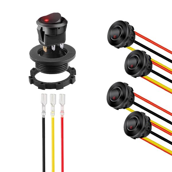 商品名: GKmow 5個 オートバイ 3ピン サーキュラーロッカースイッチ IP20 防塵 12V ミニキャットアイスイッチ 赤色ライト付き ABS改質スイッチ 敏感なタッチポイント付き ほとんどの車 オートバイ用 汎用 (ブラック) G...