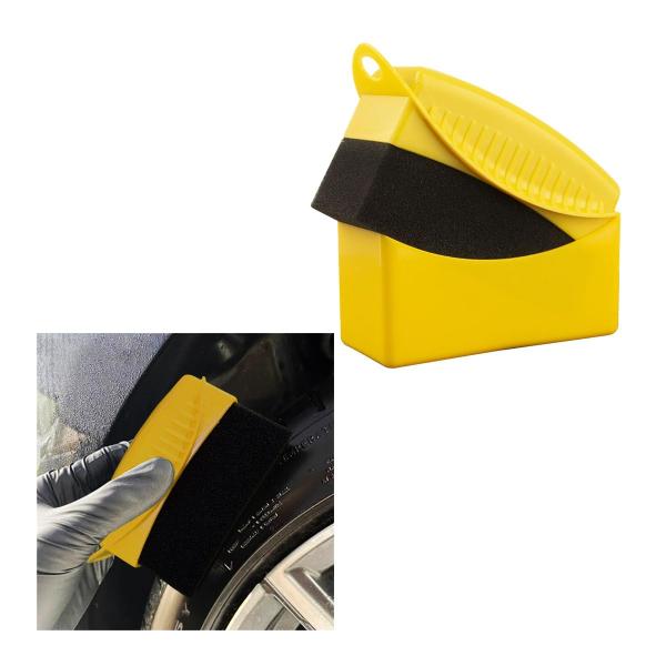 商品名: Augeny タイヤドレッシングアプリケーター 再利用可能 車用タイヤシャンスポンジ アプリケーターパッド 蓋付き 耐久性のあるフォーム 自動車ホイールディテーリングアプリケーター 車両ワックス研磨クリーニング用 (イエロー) A...