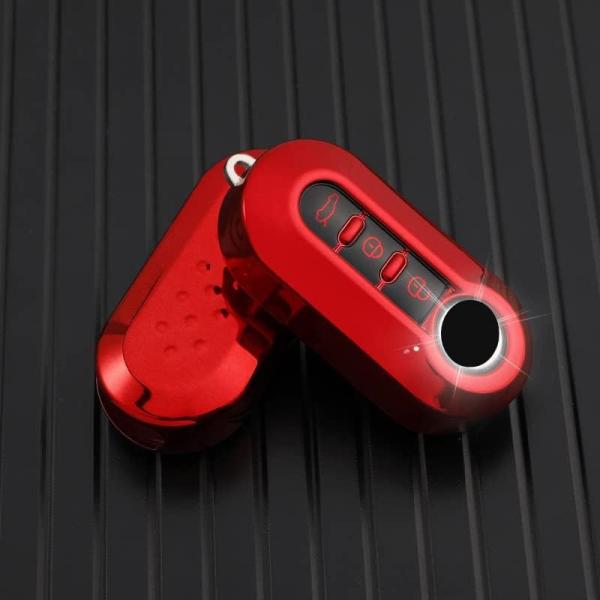 商品名: BIVVI TPU 3 ボタン車フリップキーケースフルカバー、フィアット 500 デュカトパンダ 500L プントランチアムーサクヴィ用、赤キーシェルアクセサリー装飾 BIVVI TPU 3 Buttons Car Flip Ke...