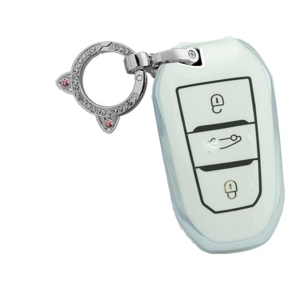 商品名: ontto Key Fob Hoder TPUカーキーカバー ソフトキーグローブ プジョー308 408 508 208 2008 3008 4008 5008スマートリモコン対応 ホワイト ontto Key Fob Hoder...