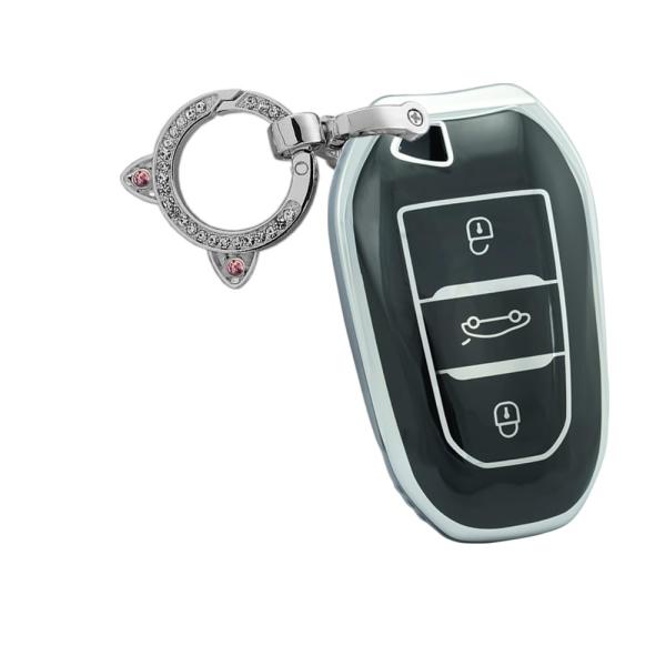 商品名: ontto Key Fob Hoder TPUカーキーカバー ソフトキーグローブ プジョー308 408 508 208 2008 3008 4008 5008スマートリモコン対応 ブラック ontto Key Fob Hoder...