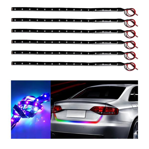 商品名: Dickno 6個 15 LED ストリップ アンダーボディライト 1フィート 12V 防水 車 LED 内装 外装 ストリップライト 6インチワイヤー 柔軟なオートライトストリップデコレーション 車 オートバイ トラック ボート...
