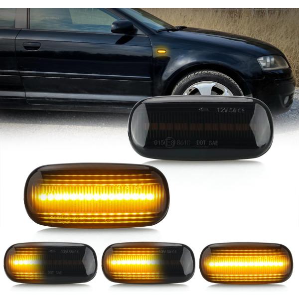 商品名:  D-Lumina LED Side Marker Turn Signal Lights Assembly Smoked Lens Sequential Blink Amber for Au-di A4 S4 B6 B7 A6 S...