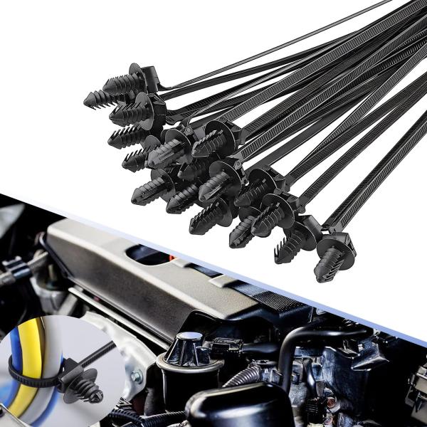 商品名: Fluher 車用プッシュマウントケーブルタイセット 160個 5サイズ ナイロンセルフロック式ボディ固定ワイヤーハーネス UV耐性 結束ワイヤータイ分類キット ほとんどの車に対応するユニバーサルアクセサリー (ブラック) Flu...