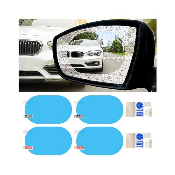 商品名: Kewucn 4個 カーバックミラー防水フィルム、曇り止めオートHDクリアナノコーティングフィルム、防雨保護安全運転ステッカー 車両バックミラーとサイドウィンドウ用 (オーバル) Kewucn 4PCS Car Rearview ...