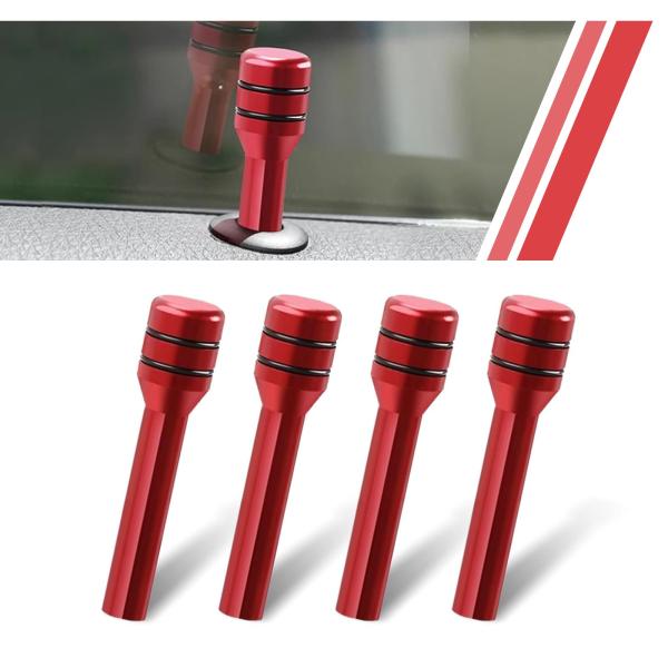 商品名: leediga 自動車内装ドアプルピン 4個パック アルミニウム合金 インナードアロックプルピン 1.95インチ x 0.47インチ ユニバーサルカードアロックノブ ほとんどの車に対応 (レッド) leediga Pack of ...