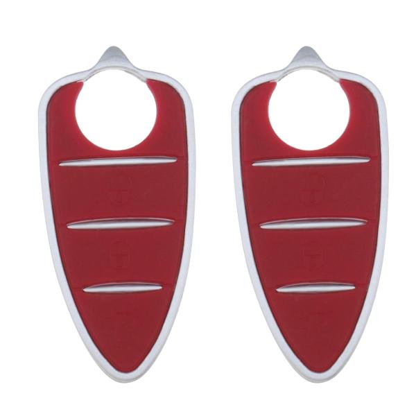 商品名: Micro Traders 車用リモートキーフォブボタンパッド 2個 3ボタン アルファロメオ ミト ジュリエッタ ゴムキーパッド 自動車スマートリモート交換部品 レッド Micro Traders 2 Pcs 3 Buttons...