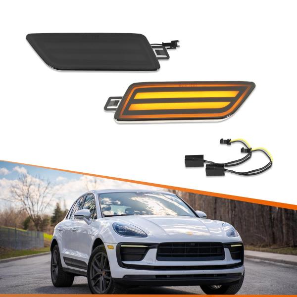 商品名:  ADIIL Smoked Lens Amber Lamp Front Bumper Side Marker Lights For Porsche Macan (Type 95B) 2014-2024ブランド: ADIIL高さ: ...