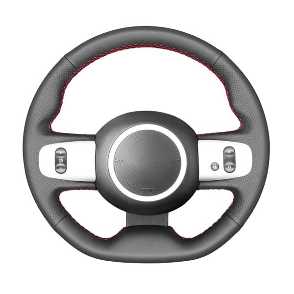 商品名: 車用ステアリング・ハンドルカバー、に適合する ルノー トゥインゴ 3 2014-2019、DIY手縫い手縫いレザーをカスタマイズします。 Steering Wheel Cover, for Renault Twingo 3 201...