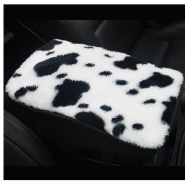 商品名: SuperKaKa ファーリーカウプリント 車用アームレストカバー ユニバーサル ふわふわ キュート センターコンソールパッド 車内アクセサリー レディース メンズ プロテクター ほとんどの自動車、SUV、トラックのアームレストボ...
