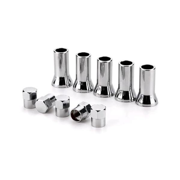 商品名:  Qboonpt 5 Sets TR414AC TPMS Chrome Plated Valve Stem Cover, Leak Proof Car Tire Air Valve Caps, Valve Rubber Stem ...