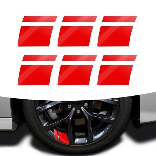 商品名:  leediga 6 PCS Automotive Tire Rim Sticker, 3.93" x 2.75" PET Self-Adhesive Reflective Stripe Waterproof Personaliz...