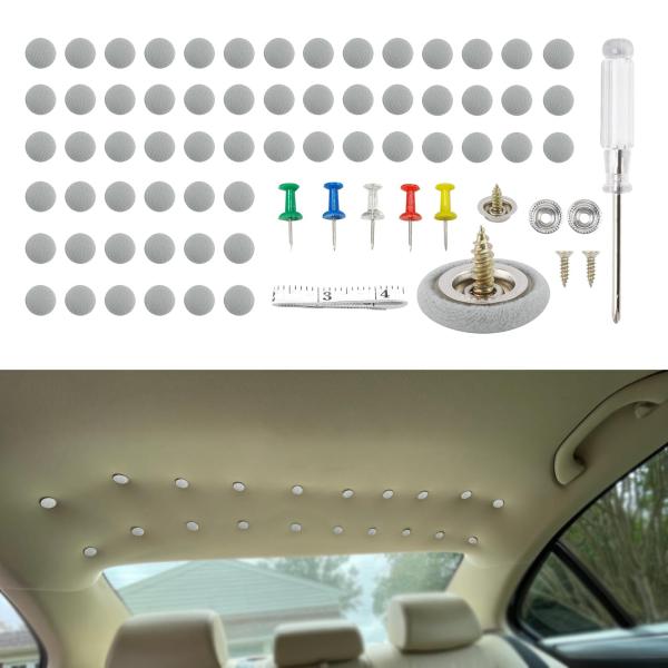 商品名: Lecctso 60個 ヘッドライナー修理キット、ヘッドライナーピン、自動ルーフ修理スナップリベットと取り付けツール、車内天井のたるみヘッドライナーの固定用、ほとんどの車用のユニバーサルカーアクセサリー Lecctso 60PCS...