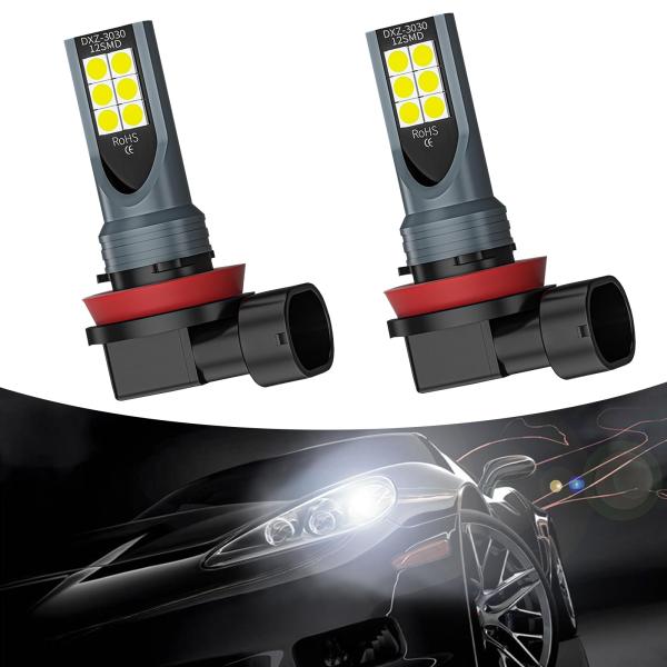 商品名:  Fluher Pack-2 Car H8/H11 Fog Light Bulb, 3030-12SMD 1500LM 360° High Brightness Tail Light, 50000H 6000K Long Life...