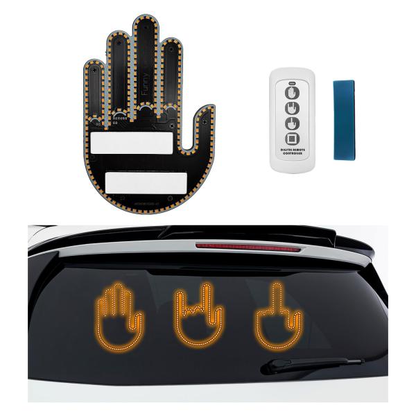 商品名: Suvnie 車用フィンガーライト ハンドジェスチャー 自動車用ウィンドウライト リモコン付き 中指 LED バックウィンドウ ロードレイジサイン 面白いガジェット カーアクセサリー 男女兼用 Suvnie Hand Gestur...